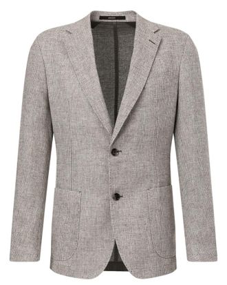 Windsor Ungef&uuml;ttertes Sakko aus einem Leinen-Wolle-Mix mit Kleinmuster, Shaped Fit in