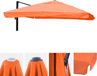 Mendler Ersatz-Bezug für Luxus-Ampelschirm HWC-A96 mit Flap, Sonnenschirmbezug, 3x3m (Ø4,24m) Polyester 3kg - Terracotta