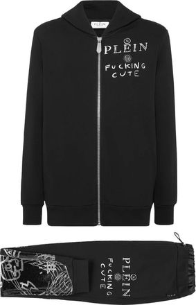 Philipp Plein Homme, Combinaisons et Ensembles, Noir, Taille: 3XL Surv&ecirc;tement de jogging : Sweat &agrave; capuche/Pantalon Ours en peluche avec cristaux