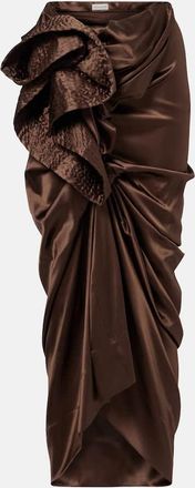 Dries Van Noten Midirock aus Satin aus einem Seidengemisch