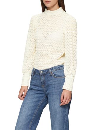 QS by s.Oliver Transparentes Spitzen-Shirt mit Stehkragen