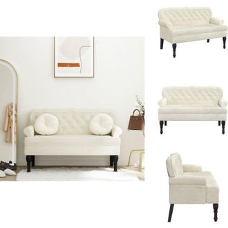 vidaXL Banc avec dossier cr&egrave;me 119,5x64,5x75 cm velours - Banc - Bancs - Banquette - Chaise De Banc