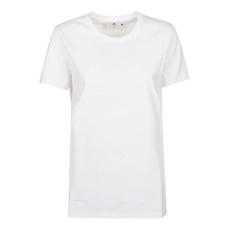 Elisabetta Franchi T-Shirt mit gesticktem Logo - - Tops - Damen - Wei&szlig; - M