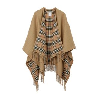 Burberry Femme, Vestes, Beige, Taille: ONE Size Veste Vintage Check R&eacute;versible &agrave; Franges