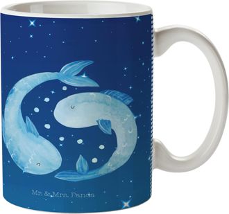 Mr. & Mrs. Panda Plastikbecher Sternzeichen Fische - Geschenk, Schulkind Tasse, Fisch, Geburtstag M&auml;rz, Haferl, Pott, Kindertasse, Sternbild, Kindergarten, Februar