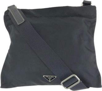 Prada Sac bandouli&egrave;re en nylon Tessuto et cuir Pre-owned - Femme - Pre-owned - Noir - Taille: ONE Size