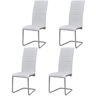 vidaXL Vidaxl - Chaises &agrave; manger cantilever lot de 4 blanc similicuir