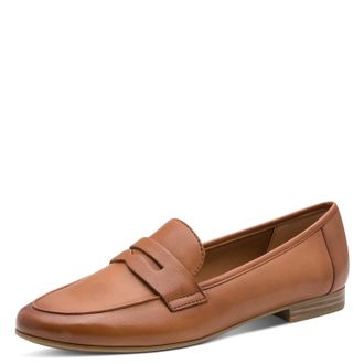Marco Tozzi Damen Slipper aus Leder mit Blockabsatz, Braun (Cognac), 38 EU