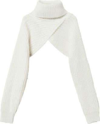 Twin-Set Gestrickter Bolero mit Rollkragen - Wei&szlig;