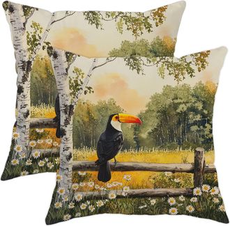Generic Fall-Tukan Dekokissen Weich Kissenh&uuml;llen Dekorative Sofakissenbezug F&uuml;r Schlafzimmer Hotel Sofa 45X45Cm 2Er Set