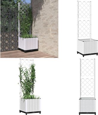 vidaXL Vidaxl - Jardini&egrave;re avec treillis Blanc 40x40x136 cm pp - Jardinierre Murale - Pot Plante Grimpante - Support Vignes - Bac Plantation Ext&eacute;rieur