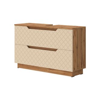 Vicco Waschbeckenunterschrank Lotta, Eiche/Kaschmir mit Kachelstruktur, 99.4 x 62.5 cm mit 2 Schubladen