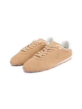 Tommy Hilfiger Sneaker TOMMY HILFIGER TH BELLA LOW RUNNER SUEDE, Damen, Gr. 36, safari, Veloursleder, unifarben mit Farbeinsatz, Schuhe Sneaker, Halbschuh, Schn&uuml;rer,