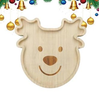 Generic Plateau de service de No&euml;l - Plateau de service en bois avec renne de No&euml;l | Assiette de rangement pour aliments de cuisine pour crackers, fruits de m