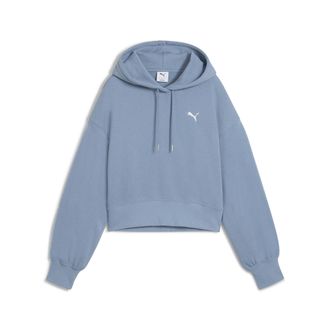 Puma Damen Wardrobe ESS Kurzer Relaxed Fit Hoodie XS, Cool Blue