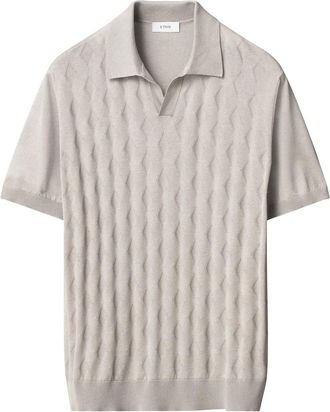 Eton Leichtes Feinstrick-Poloshirt mit Seide und Rautenstruktur in