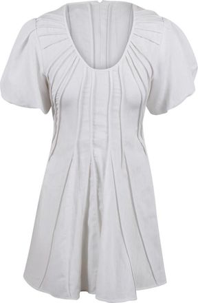 Jovonna London Femme, Blouses et Chemises, Blanc, Taille: 36 FR Mini-robe &agrave; manches volumineuses et empi&egrave;cements apparents