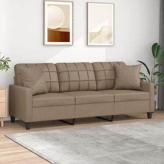 vidaXL Canap&eacute; 3 places avec oreillers cappuccino 180 cm similicuir vidaXL