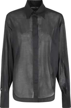 Federica Tosi Femme, Blouses et Chemises, Noir, Taille: 34 FR Over Shirt