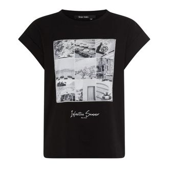 Marc Aurel Baumwoll-T-Shirt mit Foto-Applikation - - Tops - Damen - Schwarzk - XL