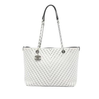 Chanel Pre-owned Perforated Caviar Leather Tote - - Pre-owned - Damen - Wei&szlig; - ONE SIZE