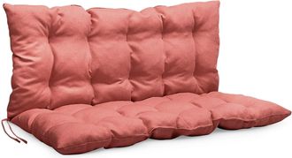 MG Design Bankauflage 120 x 50 x 50 cm Kissen rosa - Sitzkissen & Rückenkissen aus Polsterstoff, mit weicher Füllung, mit Schnüren zum Binden - Gartenbankauflag