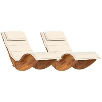 vidaXL Vidaxl - Sonnenliege 2 pcs Braun 60 x 154 x 74cm Massivholz Akazie