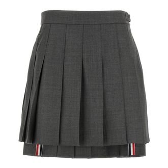 Thom Browne Femme, Jupes, Gris, Taille: 40 FR Mini-jupe pliss&eacute;e en laine