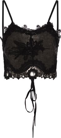 Maurizio Haut style lingerie en lin et rayonne avec broderie et dos corset