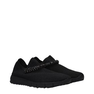 Jimmy Choo London Womens Black Fabric Slip-On Loafers