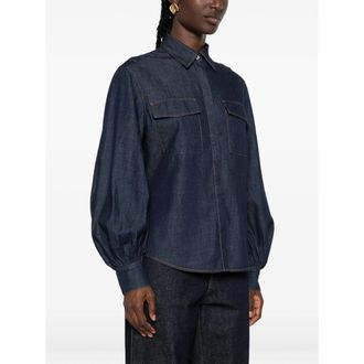 7 For All Mankind Balloon Sleeve Denim Shirt - Blue