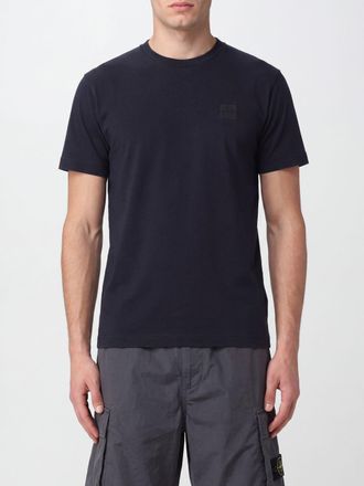 Stone Island T-shirt en coton &agrave; col rond avec patch logo Compass sur la poitrine