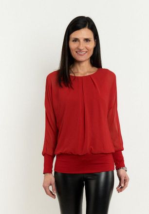 Seidel Moden Langarmbluse mit gerafftem Rundhals, MADE IN GERMANY