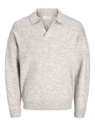 Jack & Jones Jjsoho Ollie Knit Split Neck, Gris Clair chin&eacute;, M