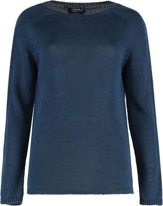 Max Mara Femme, Pulls, Bleu, Taille: 40 FR Pull en Lin C&ocirc;tel&eacute;