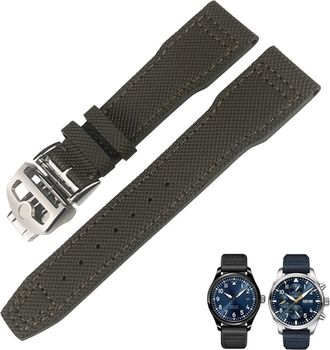 Generic 21mm 20mm Nylon Kalbskin schwarz blau gr&uuml;nem Uhrengurt f&uuml;r IWC IW377714 Mark18 Pilotstopp Gun Lederbandb&auml;nder