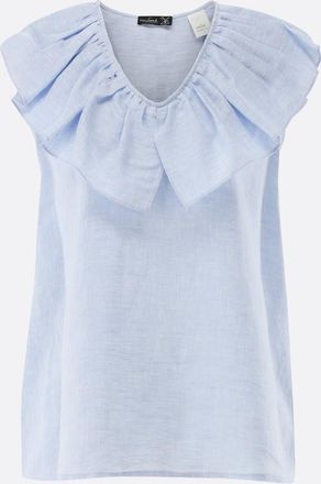 van Laack &Auml;rmellose Bluse mit R&uuml;schen aus Leinen