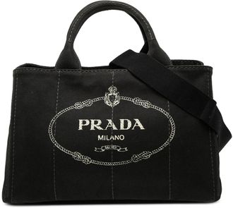 Prada Hobo Bags - Canvas Canapa Logo Satchel - Gr. unisize - in Schwarz - f&uuml;r Damen