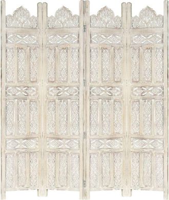 vidaXL Cloison de s&eacute;paration 4 panneaux Blanc 160x165 cm Bois manguier