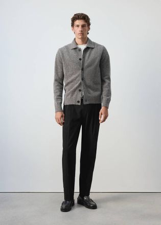 Mango Chemise en maille m&eacute;lang&eacute;e laine et alpaga marron moyen - Homme - XXL - MANGO MAN