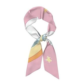 Generic Joli foulard arc-en-ciel en forme de nuage pour femme, foulard pour sac &agrave; main, motif &eacute;toile de dessin anim&eacute;, foulard en satin de soie pour le sport, 