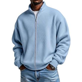 Generic Veste d&eacute;contract&eacute;e et l&eacute;g&egrave;re avec col montant et fermeture &eacute;clair, parfaite pour un usage quotidien., bleu, 5XL