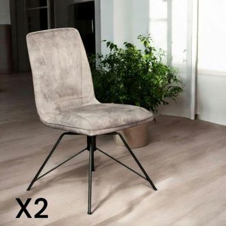 Pier Import Chaise pivotante velours gris (lot de 2) OKA