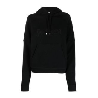 Saint Laurent Hoodie mit Logo - - Sweatshirts & Hoodies - Damen - Schwarzk - L