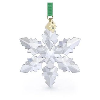 Swarovski Annual Edition Ornament 2024, Kristallornament im Schneeflocken-Design, mit Gr&uuml;nem Ripsband