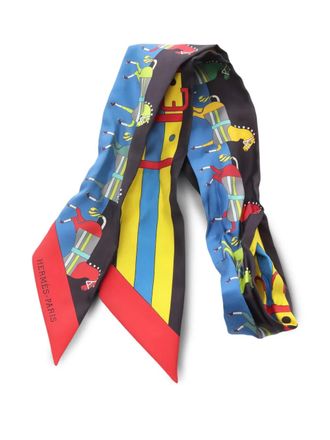 Herm&egrave;s foulard ruban Rocabar (ann&eacute;es 2000) - Bleu