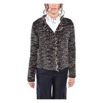 KANGRA Wollstrickjacke Schwarz/Gold/Wei&szlig; - - Knitwear - Damen - Schwarzk - S