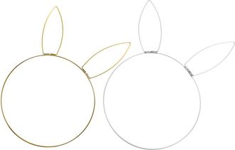 TOPBATHY 2st&uuml;cke Eierkranz-Dekorationen aus Metall Osterkranz-Dekorationen mit Hasenkopf DIY-osterkranzrahmen Hasenschwanzkranz f&uuml;r Bastelarbeiten Hasenkopf-Re