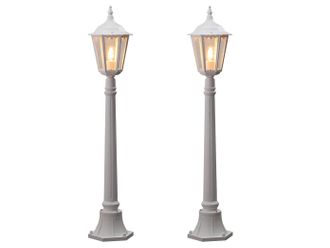 Konstsmide 2er-Set weisse Wegeleuchten FIRENZE, E27, Aluminium, inkl. Pfahl und Fundament; KONSTSMIDE 7215-250