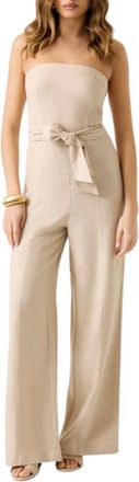 Guess Femme, Combinaisons et Ensembles, Beige, Taille: 40 FR Jackie Linen Jumpsuit